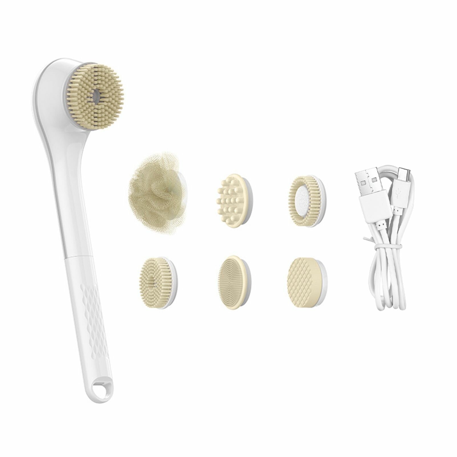 Водонепроницаемая электрическая щетка для душа IPX7, 3 передачи, 6-в-1, аккумуляторная беспроводная отшелушивающая щетка для ванны с длинной ручкой для глубокого очищения