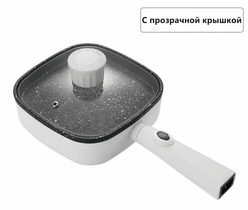 Электросковорода квадратная с крышкой многофункциональная для приготовления оладий, яичницы, завтрака с ячейками