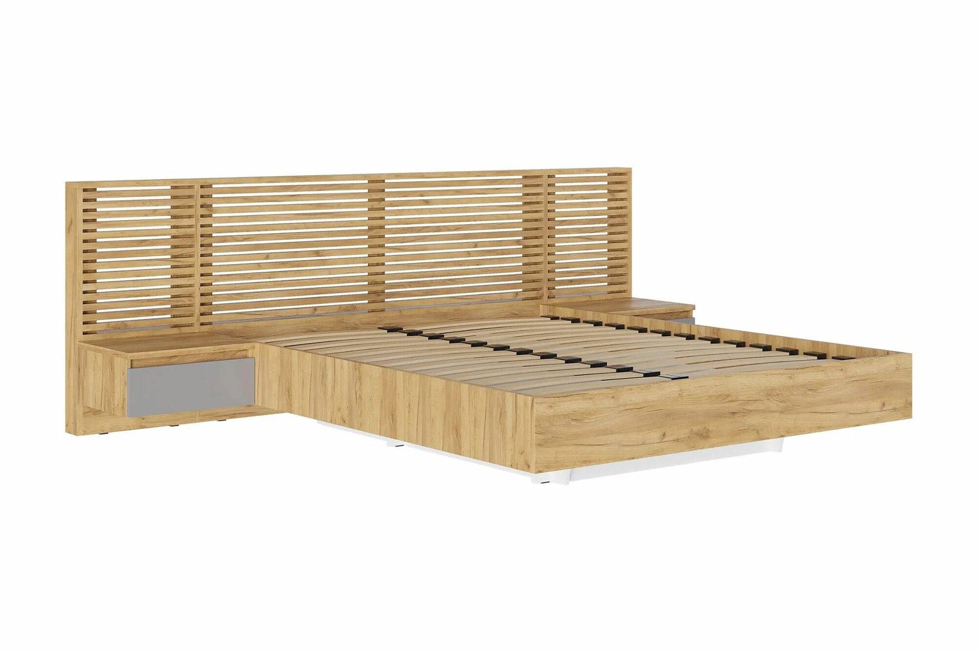 Кровать Бостон с тумбами 1.6 м дуб крафт золотой / серый шифер