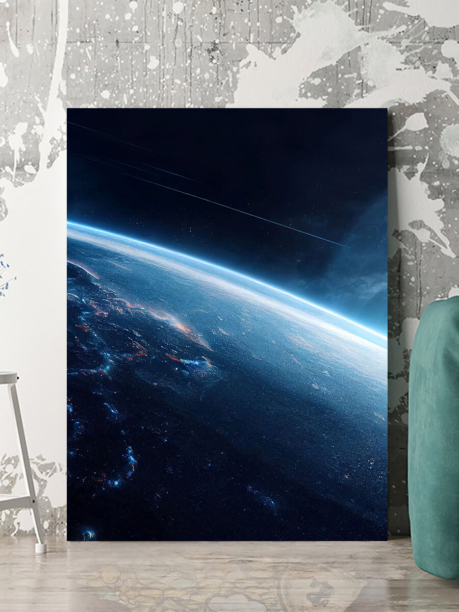 Картина интерьерная на стену - "Планета Земля, космос", 50х70 см.
