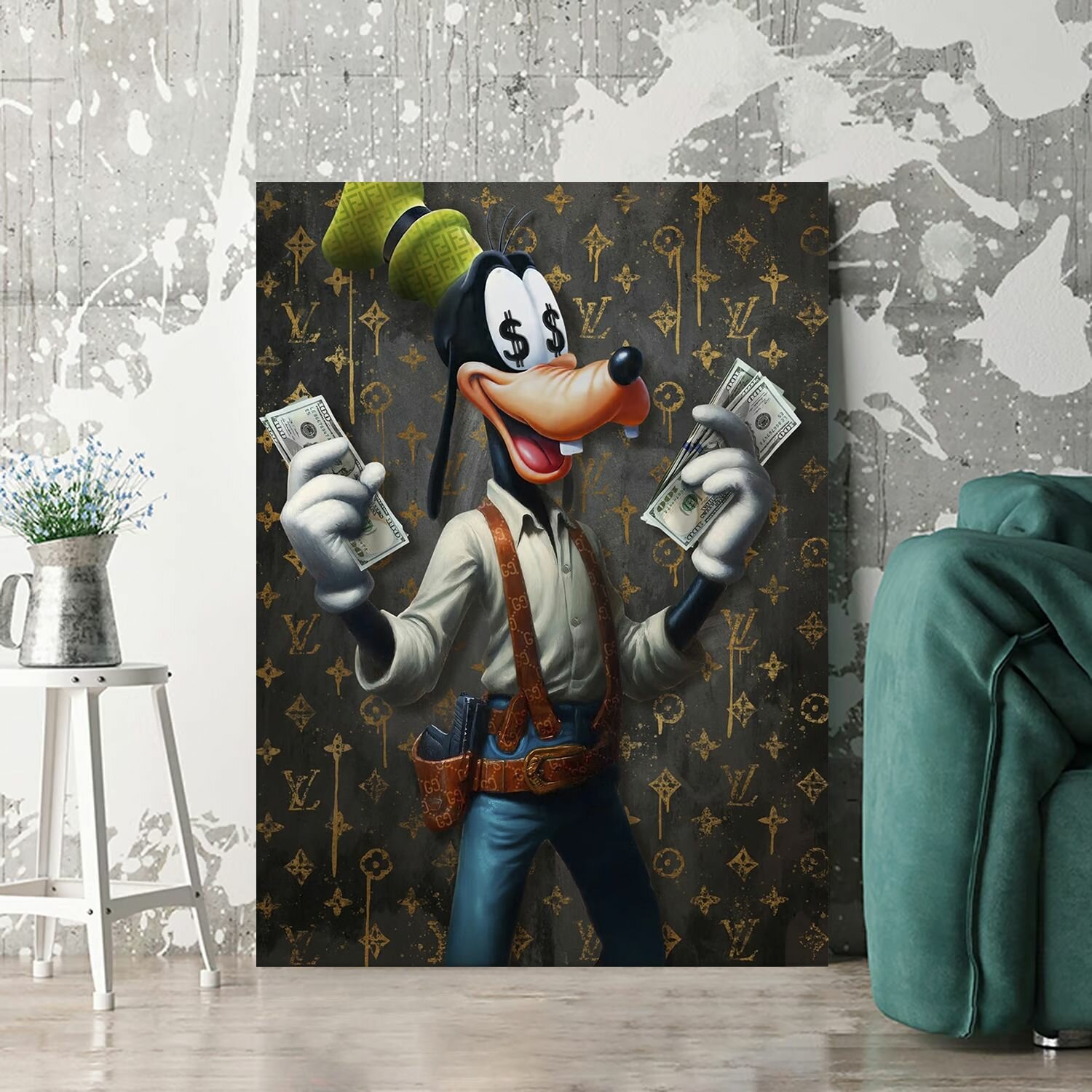 Картина интерьерная на стену - "Гуфи, мультперсонажи", 50х70 см.