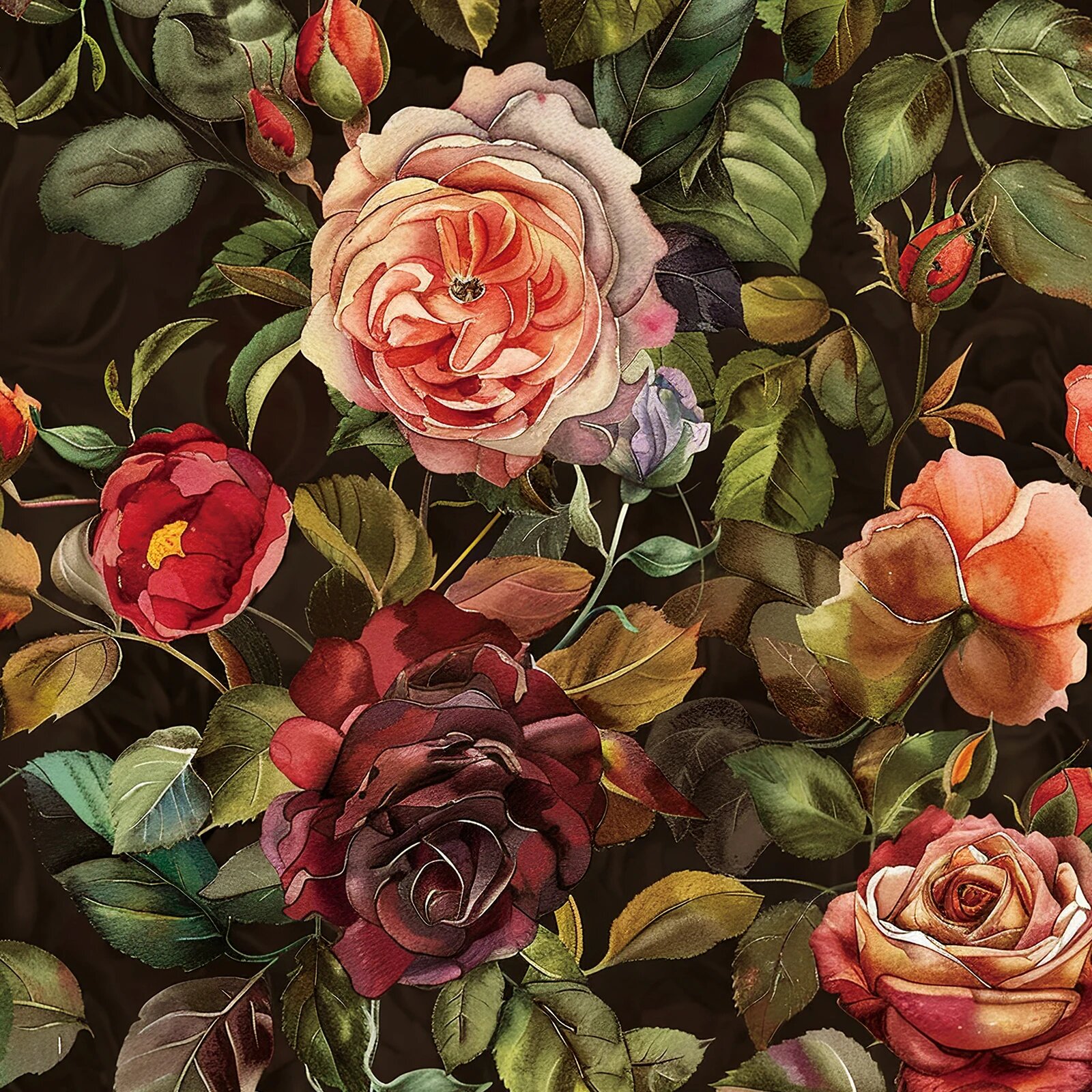 Виниловые обои Jiffdiff Красные цветы 44cmx300cm