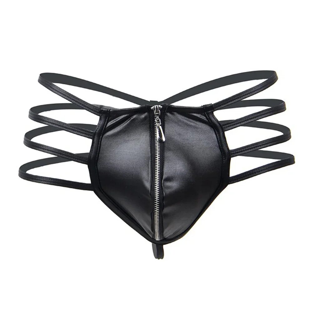 Мужские стринги из искусственной кожи Черный, M, Black