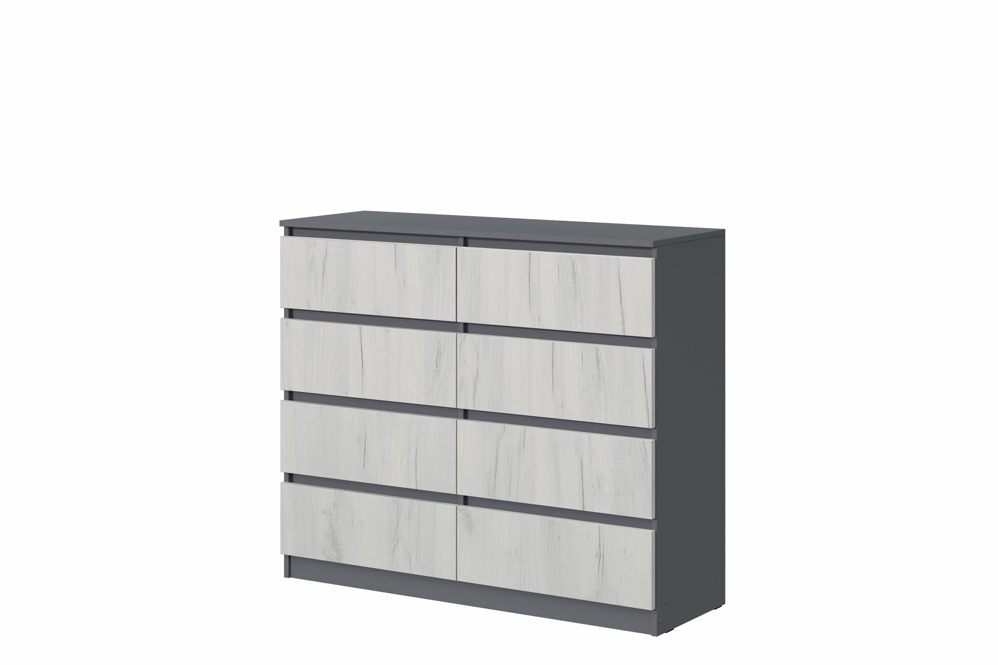 Комод №3 "Соната" цвет Графит, Дуб Крафт Белый, ширина 120 см, для спальни, с ящиками, гардеробная