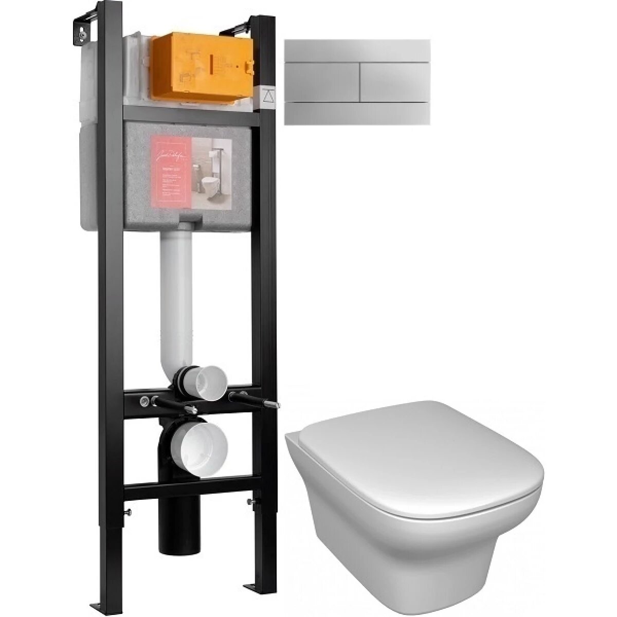 Комплект унитаза с инсталляцией Jacob Delafon Vox E21770RU-00 с сиденьем микролифт и клавишей смыва хром