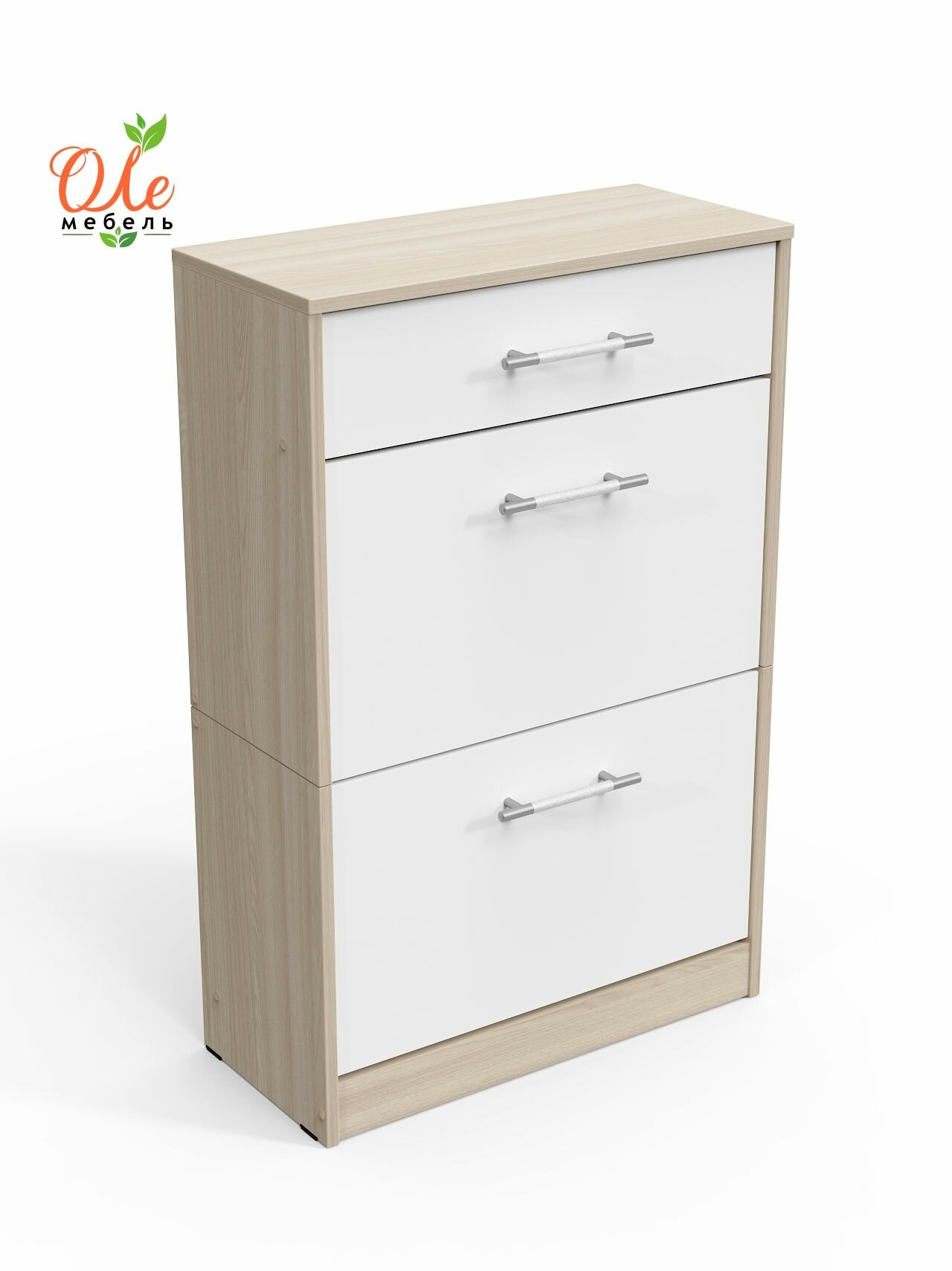 Тумба для обуви, обувница в прихожую цвете ясень шимо светлый/белый