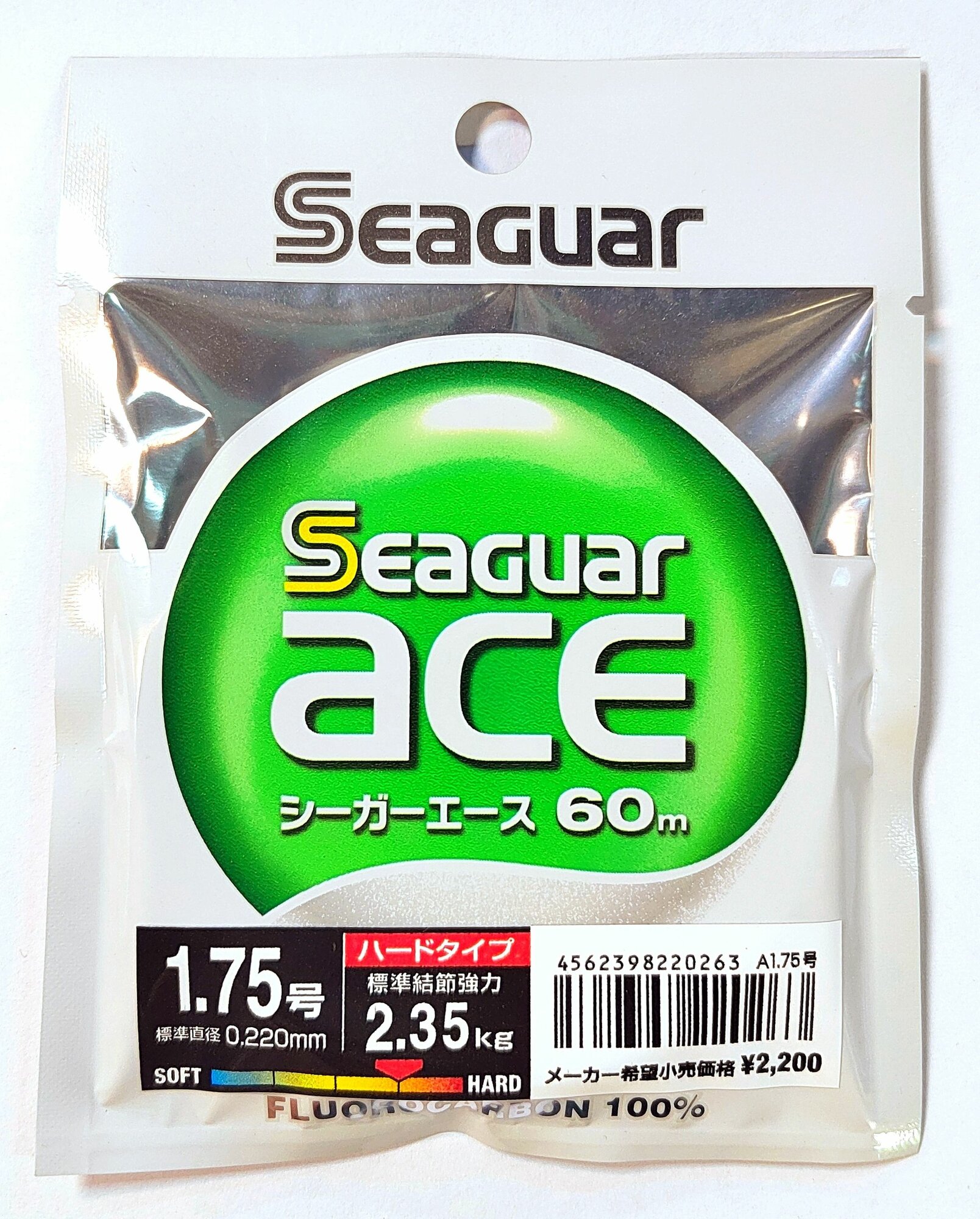 100% Флюорокарбон Seaguar Ace 60м. #1.75 (2,35кг/0,220мм.) белый, прозрачный