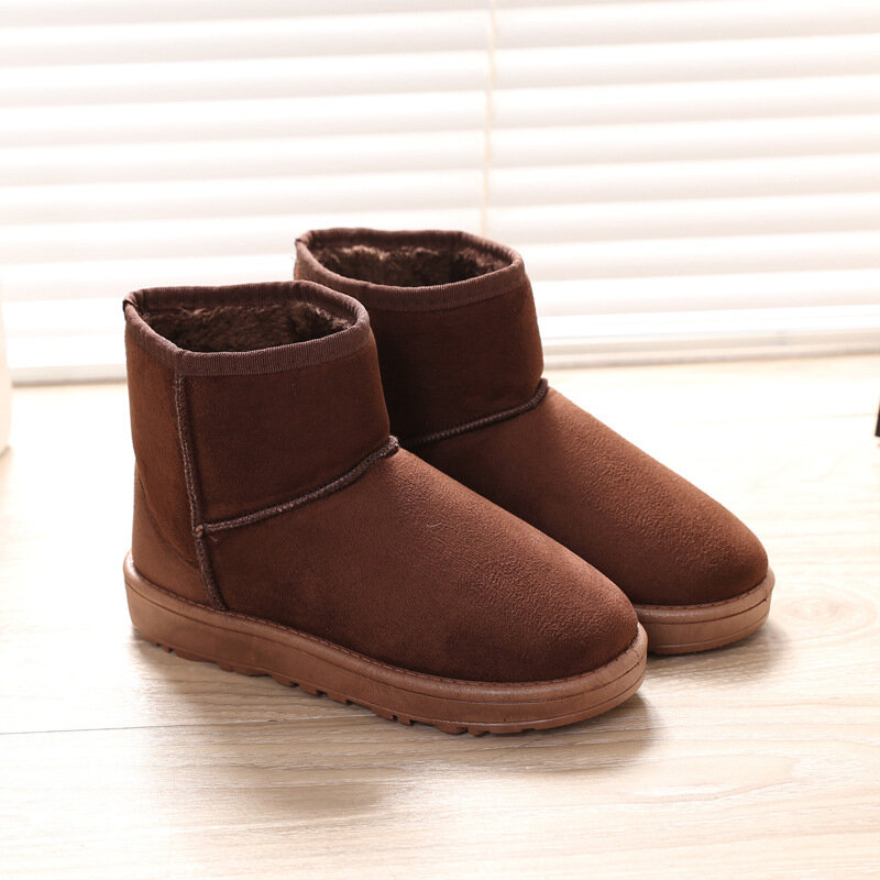 Зимние ботинки для девочек-студенток, теплые, в корейском стиле, с утолщенным бархатом, на плоской подошве, теплые, хлопковые, замшевые, короткие, зимние ботинки