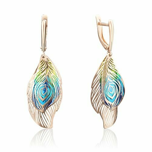 Серьги, красное золото, 585 проба, эмаль