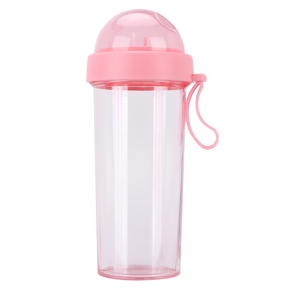 600 мл портативных двух соломенных бутылок для бутылки с двойным использованием напитков для на открытом воздухе Sport Pink Pink