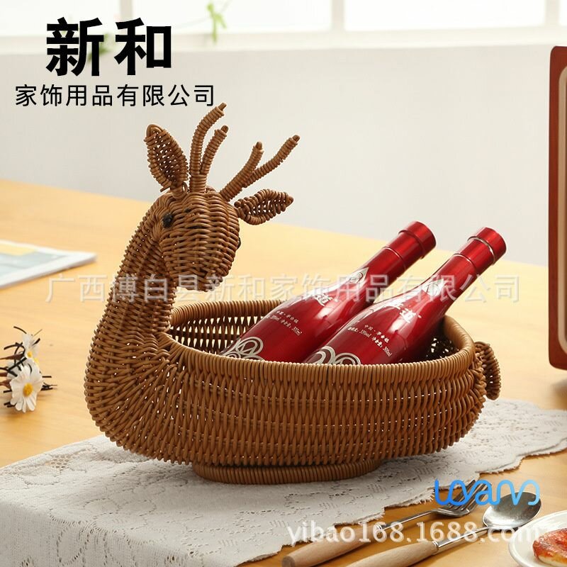 Плетёная корзина-олень - Стильная из искусственного ротанга для гостиной-602021