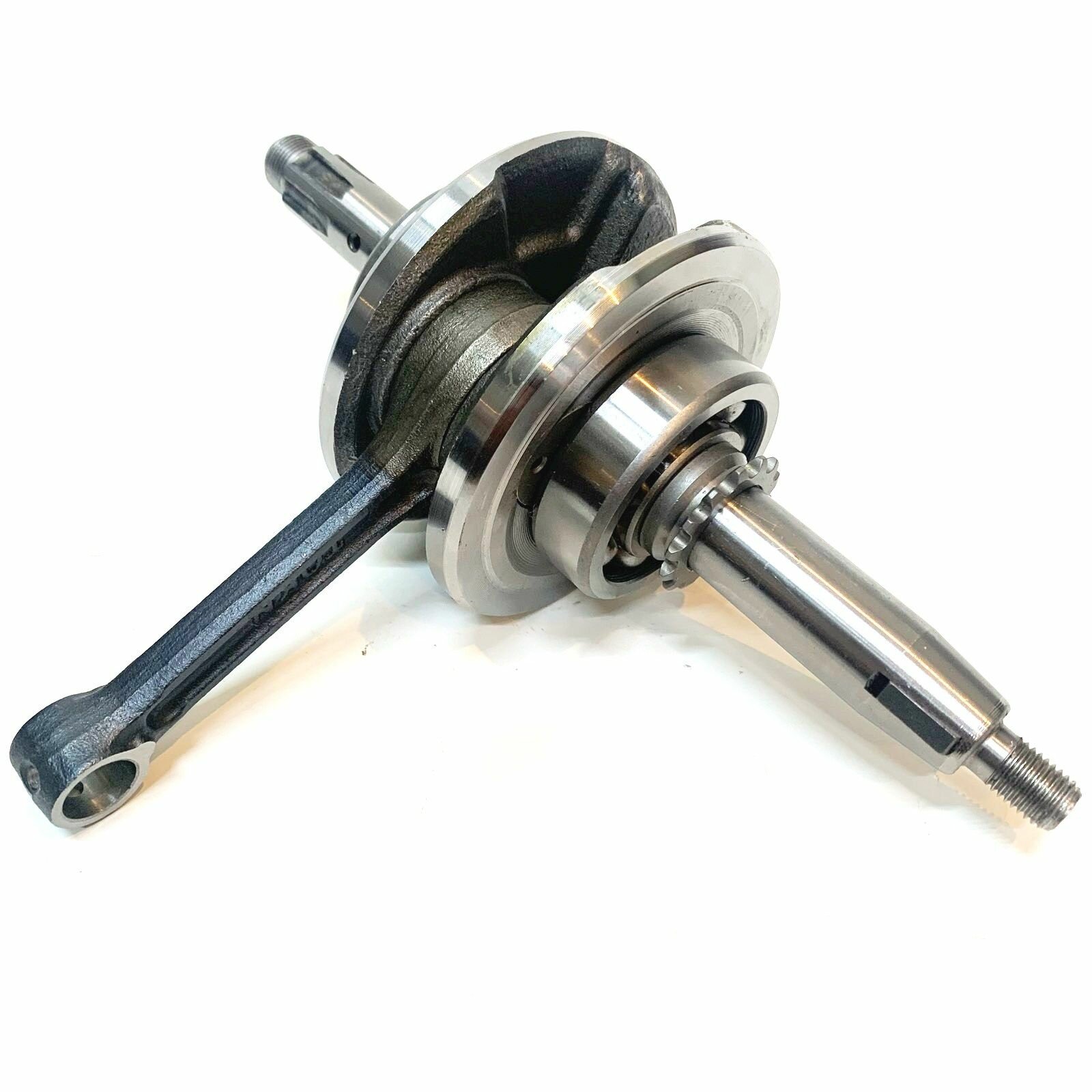 Коленвал Delta, Zodiak, Альфа (50/70 см3) в сборе с подшипниками и звездой ГРМ (ход поршня 41 мм, d щеки 87 мм)