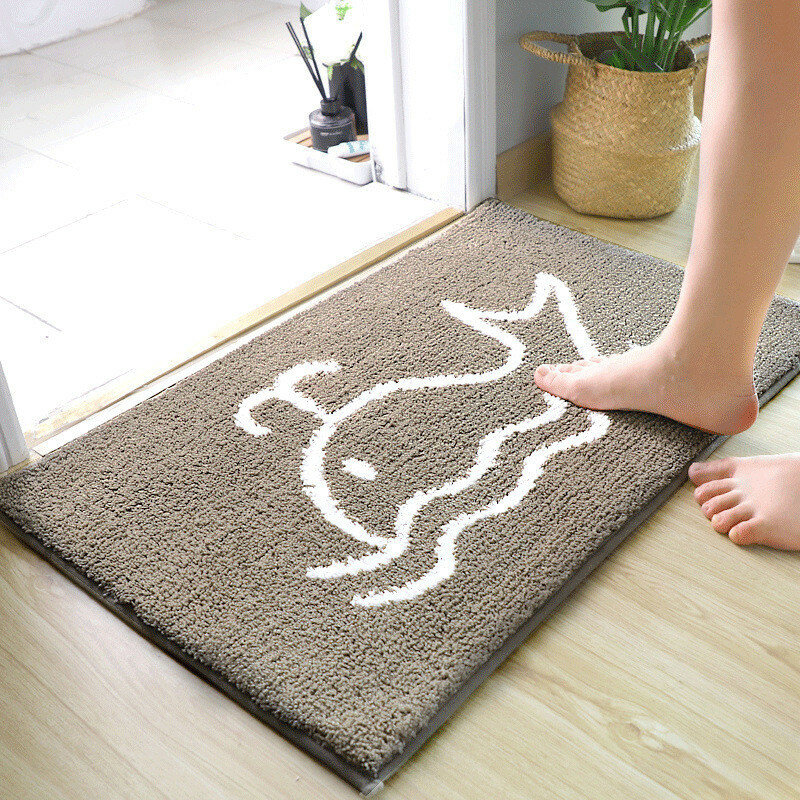 Ковровое покрытие с животным узором для двери с нескользящим дизайном для дома серый кит