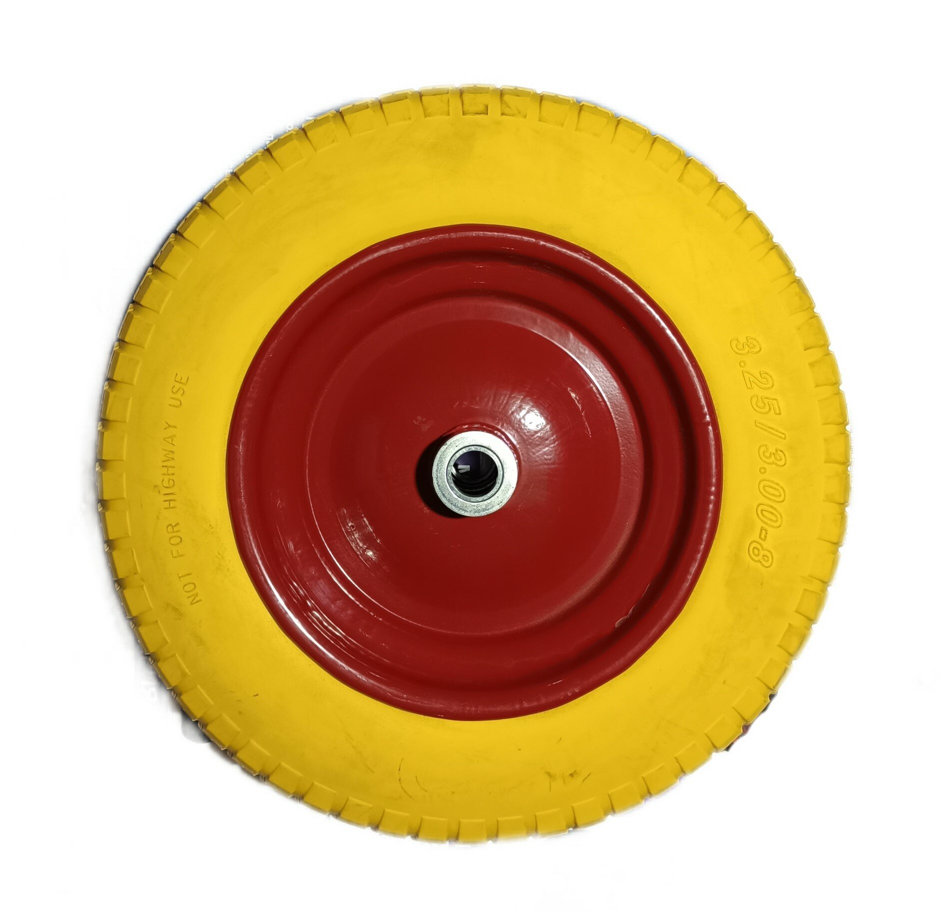 Колесо для тачки викарт 350ммх65мм , на ось D19 , литое, бескамерное, широкое с подшипником