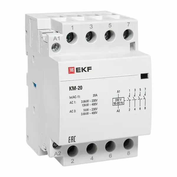 EKF Контактор модульный КМ 20А 4NО (3 мод.) (арт. km-3-20-40)