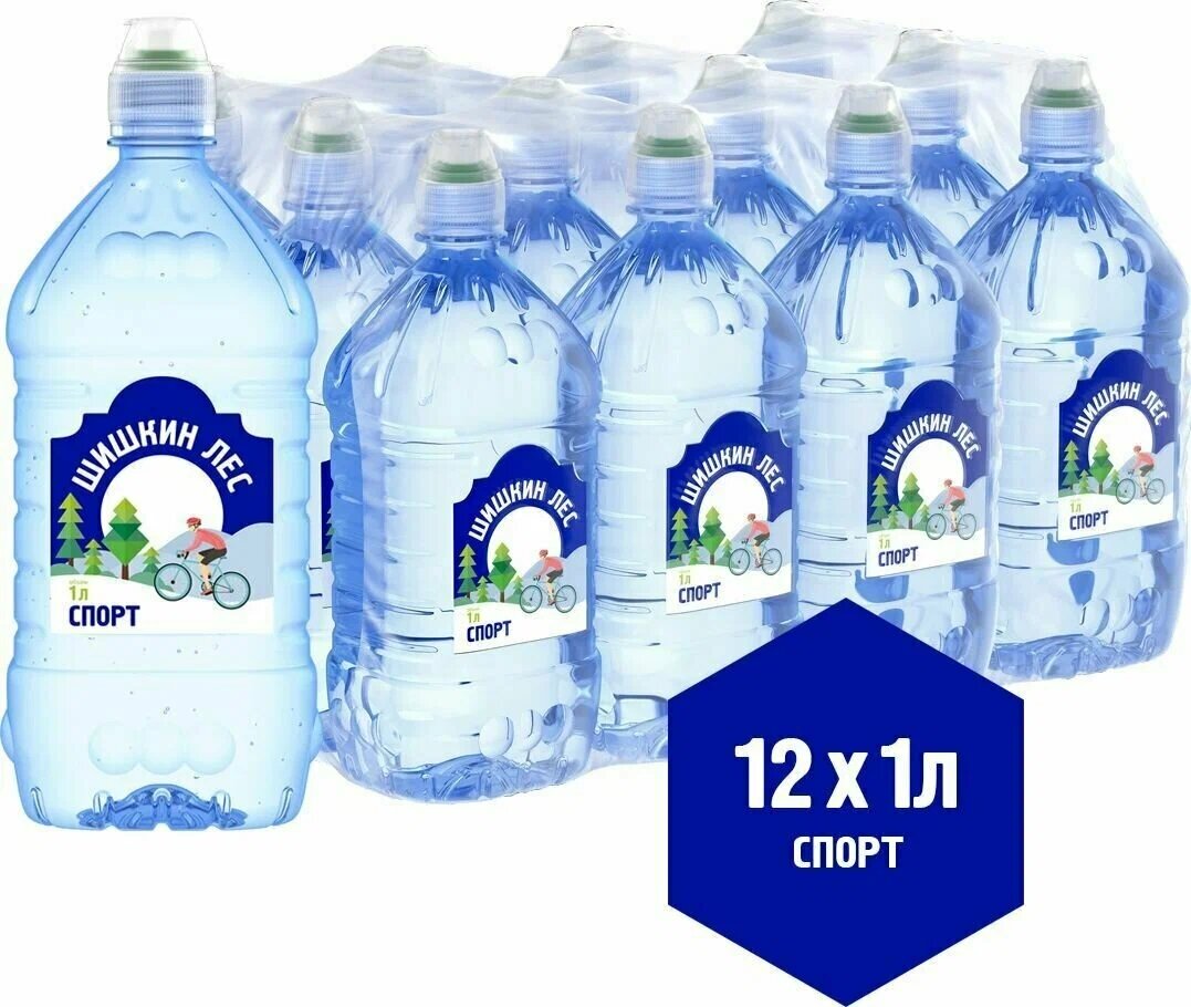 Шишкин Лес 1л.*12шт. Негаз Спорт Шишкин лес Вода питьевая Россия