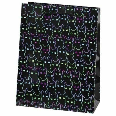 Подарочный пакет Миленд бумажный, черные котики, 18 х 23 см