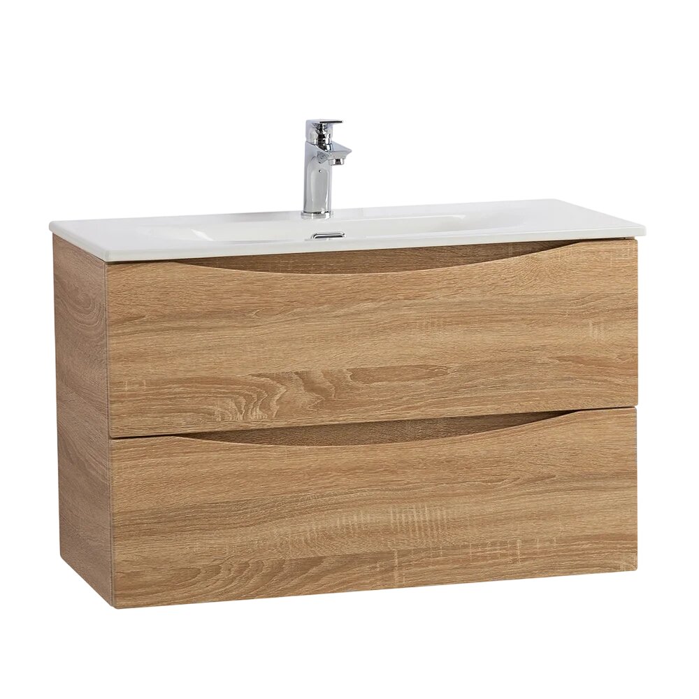 Тумба под раковину без столешницы BelBagno Marino-cer-mini 80 подвесная, светлое дерево, матовая, из МДФ, тумба для ванной, с ящиками, с доводчиками