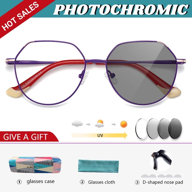 VKYEE геометрические фотохромные очки для чтения PFD3013 3013-Photochromic-C6, -350