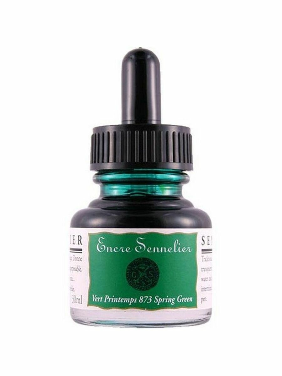 Тушь Sennelier "Зеленый весенний", профессиональная, с пипеткой, 30мл