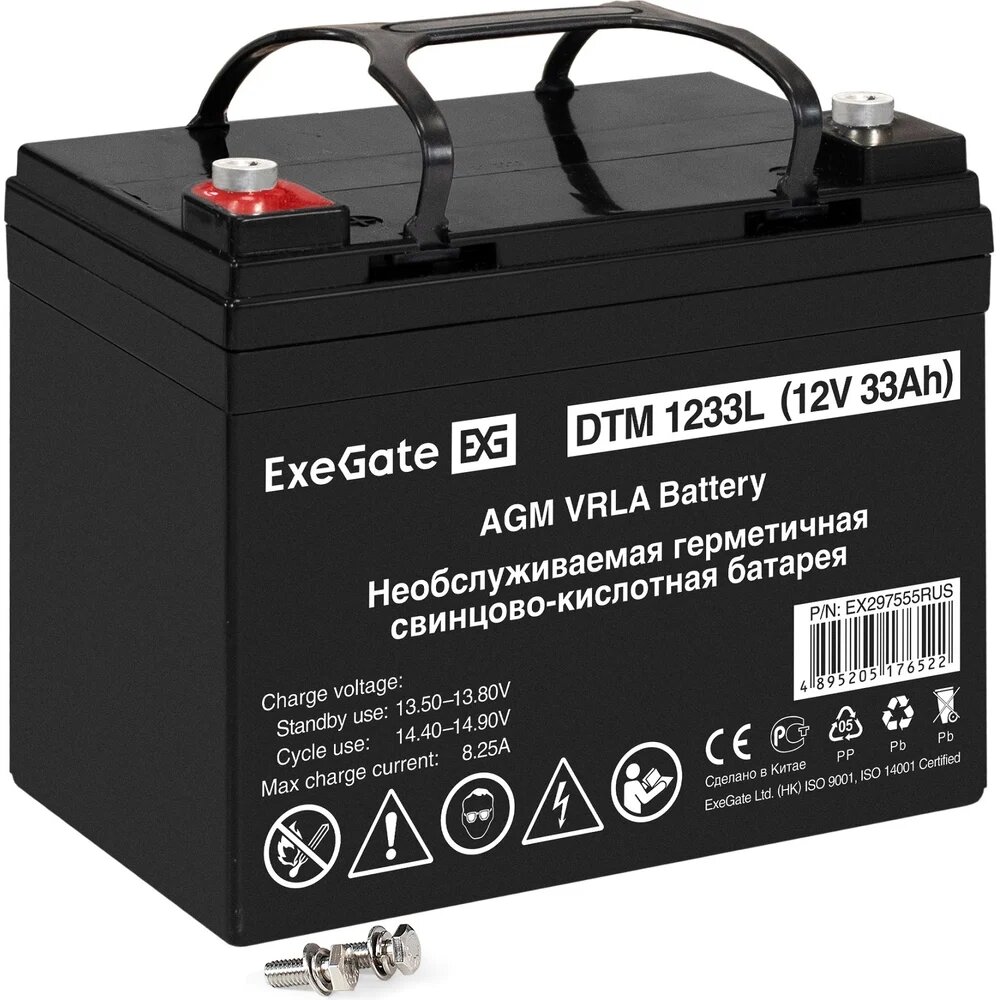 ExeGate Аккумуляторная батарея DTM 1233L 12V 33Ah, болт М6 297555