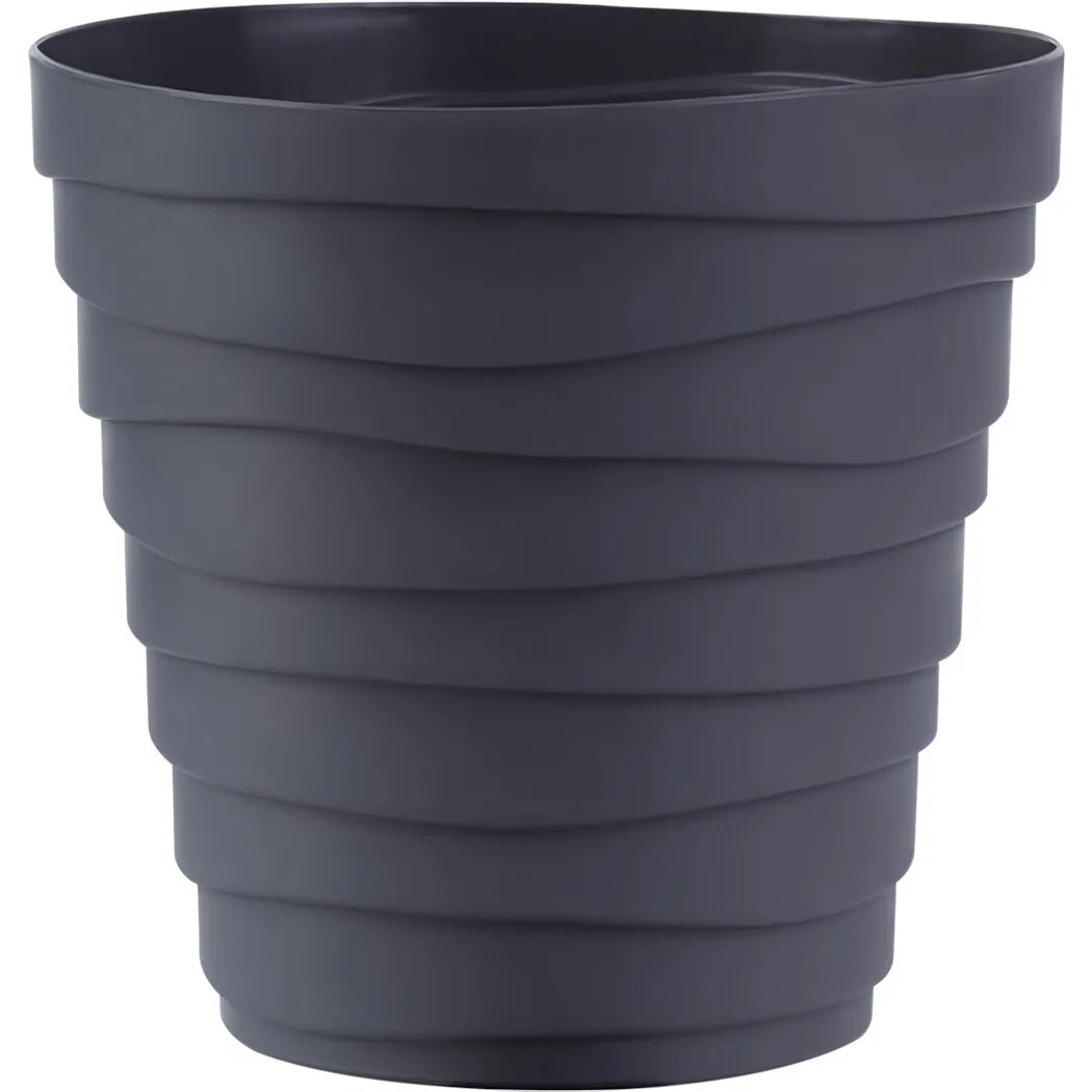 Кашпо пластиковое 1,4л d-14,5см «Бархан», антрацит, легкое и удобное