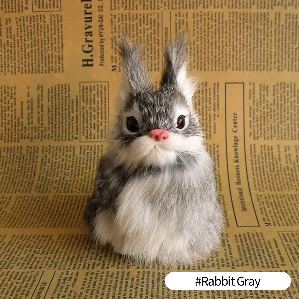 Статуэтка лисы из искусственного меха Серый, Rabbit Gray