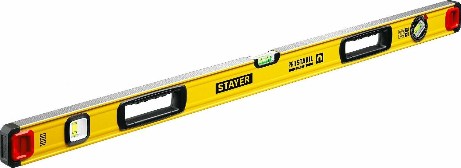 Усиленный профиль STAYER PRO STABIL, 1000 мм, магнитный уровень, поворотный глазок, Professional 3480-100