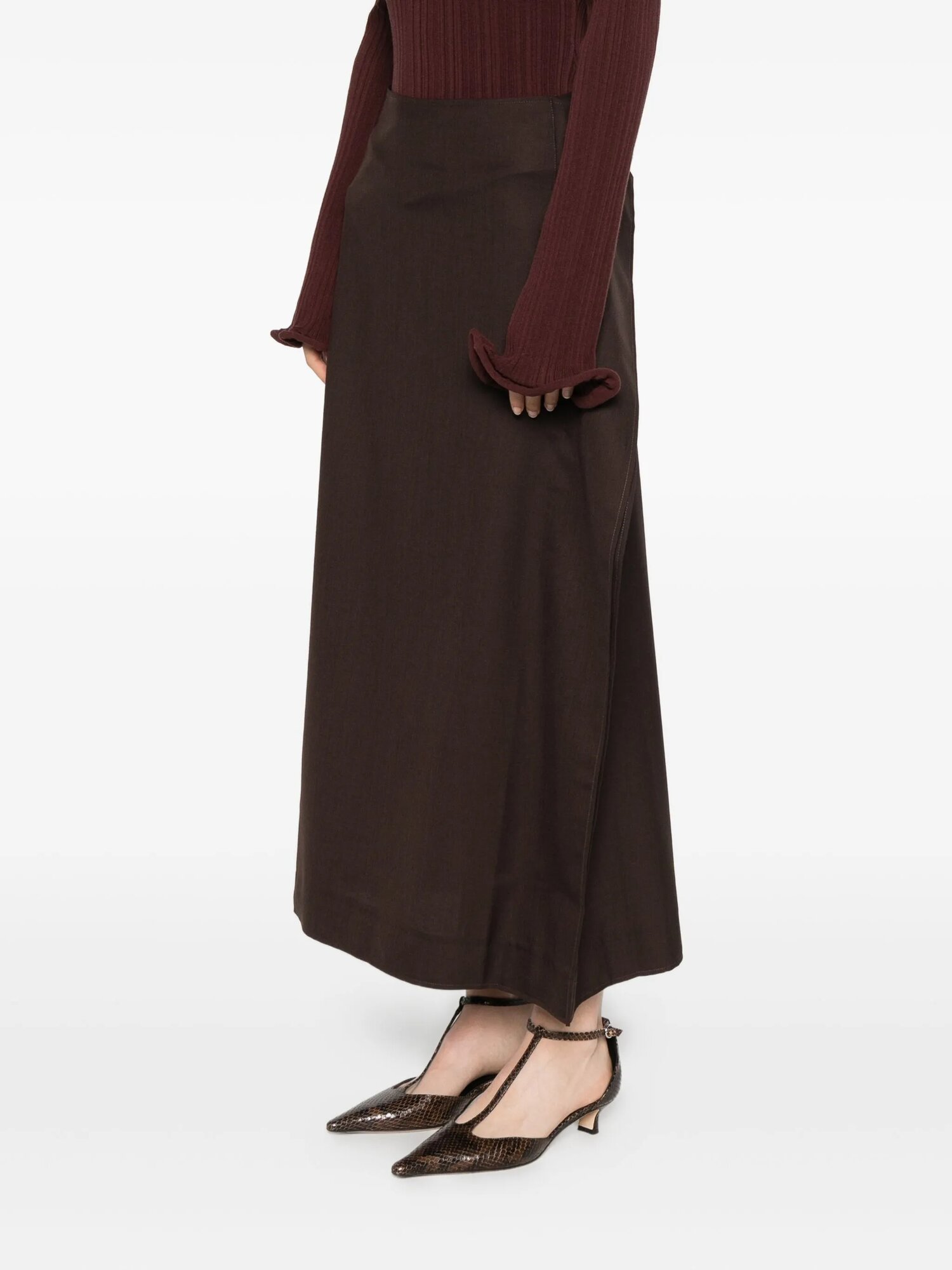 Юбка Sefr Button slit skirt, размер M, brown — фото 1