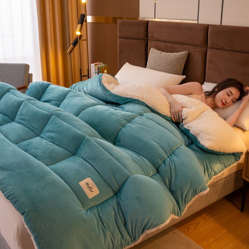 Одеяло Ze Xinrui "Голубое озеро", овечий флис, бархат, 180x220 см