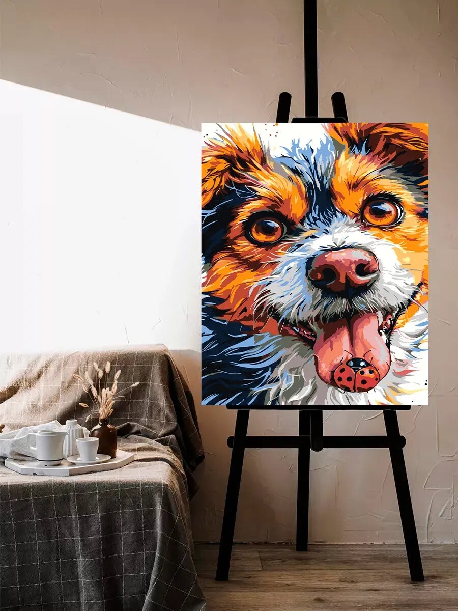 Картина по номерам Иллюстрация Собака и Божья Коровка