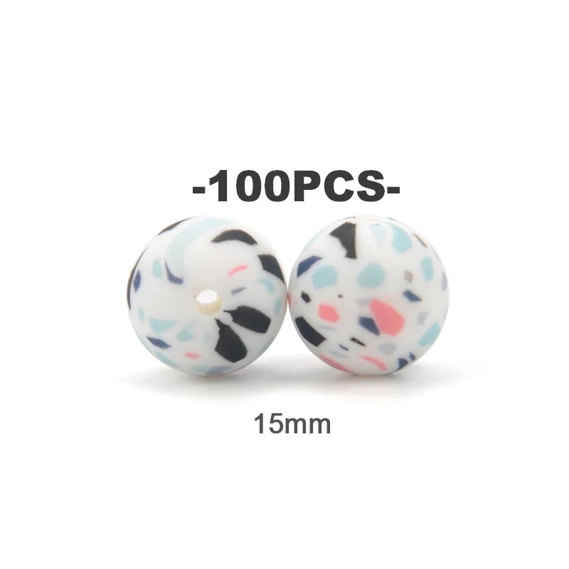 Бусины силиконовые 15 мм terrazzo, 100 шт