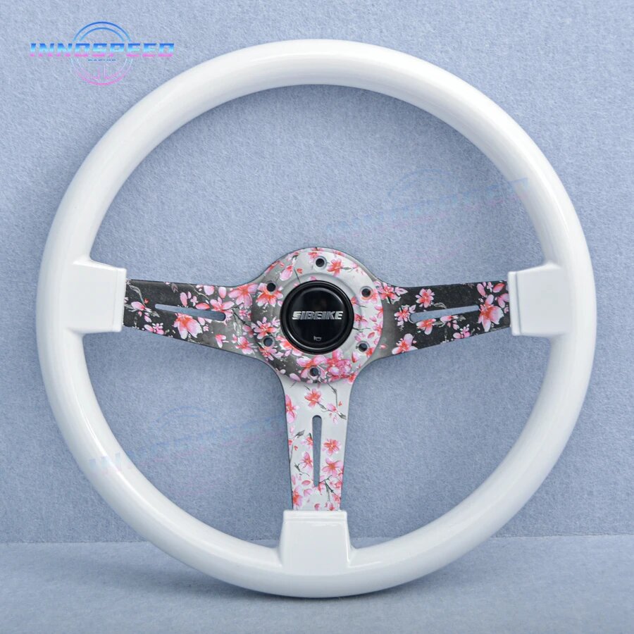 SIBEIKE JDM белый руль из АБС-пластика с цветочной спицей 14 дюймов 350 мм универсальный гоночный спортивный руль для дрифта, белый