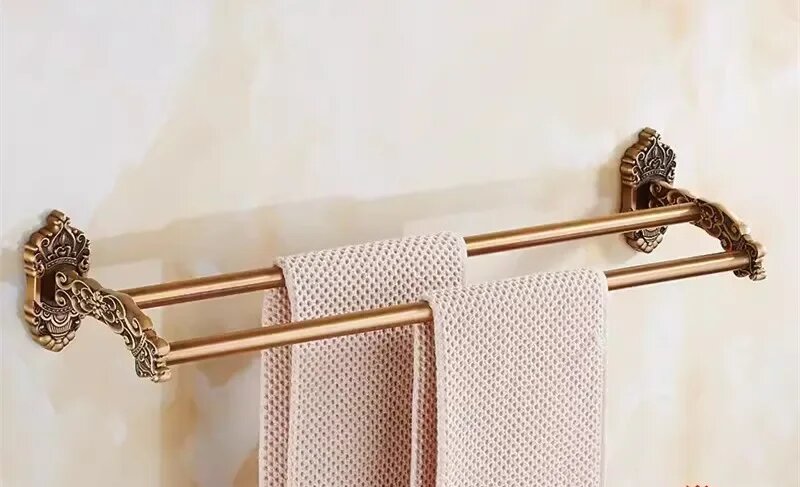 Комплект античной бронзы для ванной из алюминия double towel bar