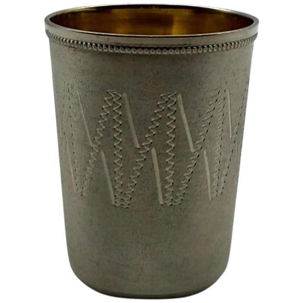 Стопка "Зигзаг", 50 мл, серебро 0.916 проба, позолота, 9TJ, 1979 г, Ювелирная фабрика Таллин, СССР