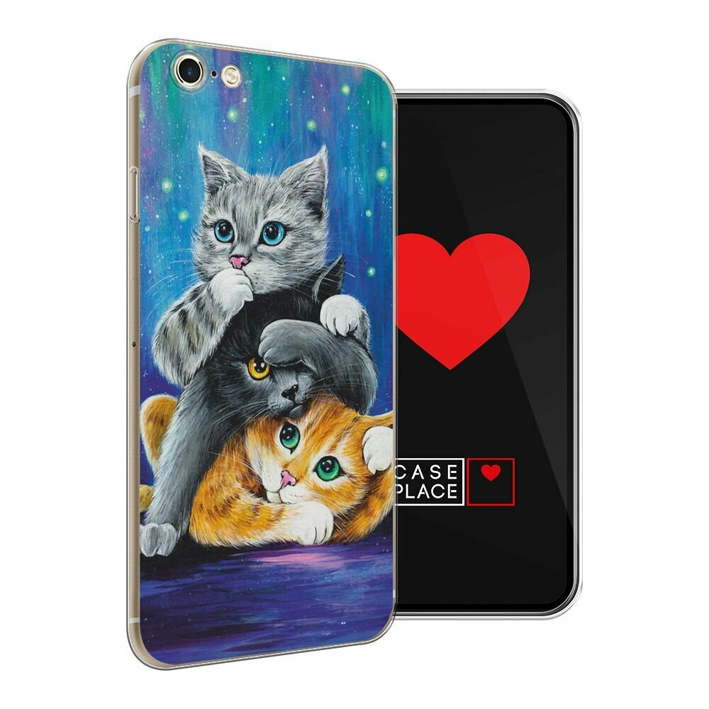 Чехол на Apple iPhone 6 Plus/6S Plus / Айфон 6 Плюс/Айфон 6С Плюс с принтом "Три кота рисунок" — фото 1