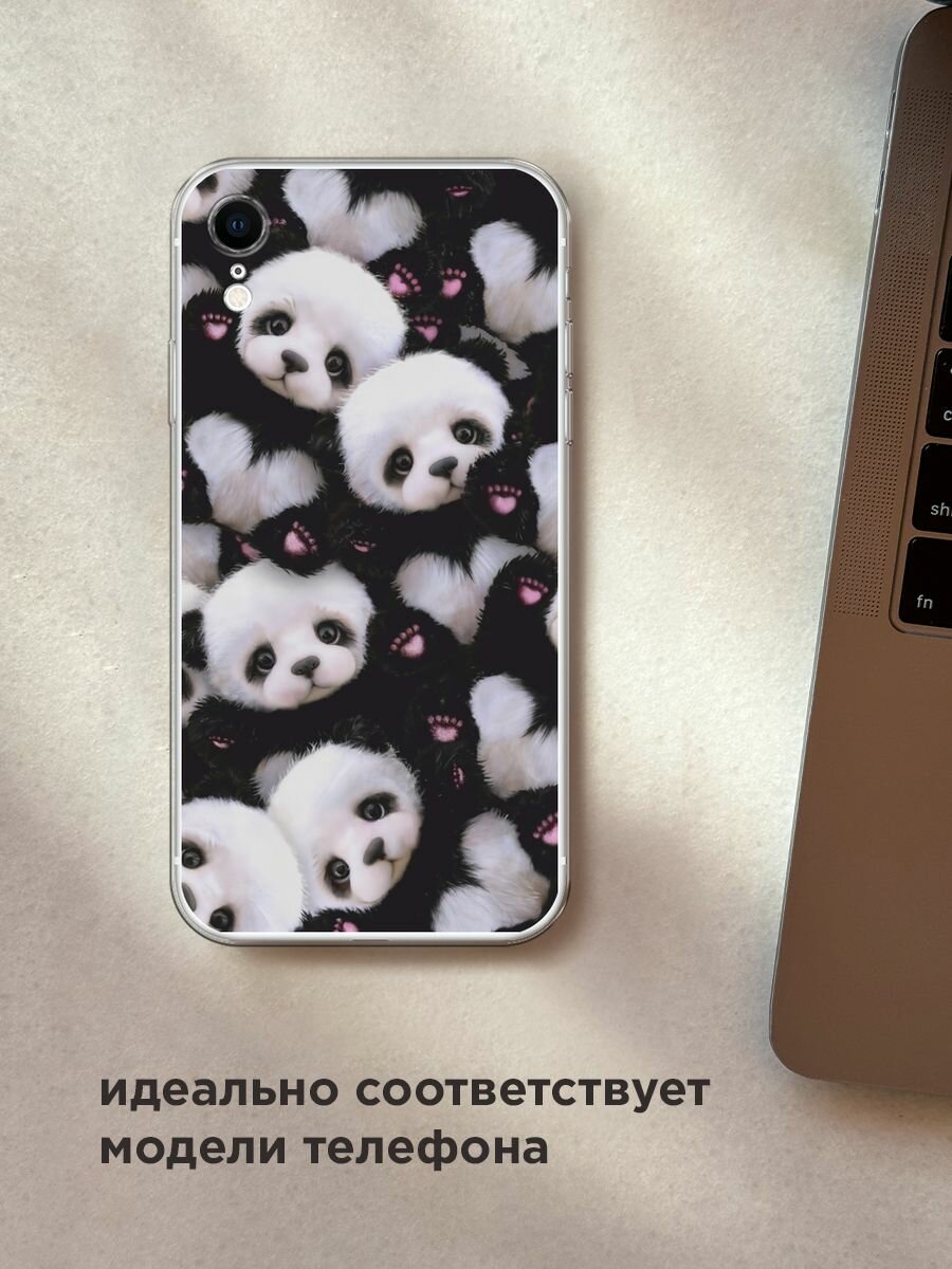 Силиконовый чехол на Apple iPhone XR / Айфон XR с принтом "Море панд" — фото 1