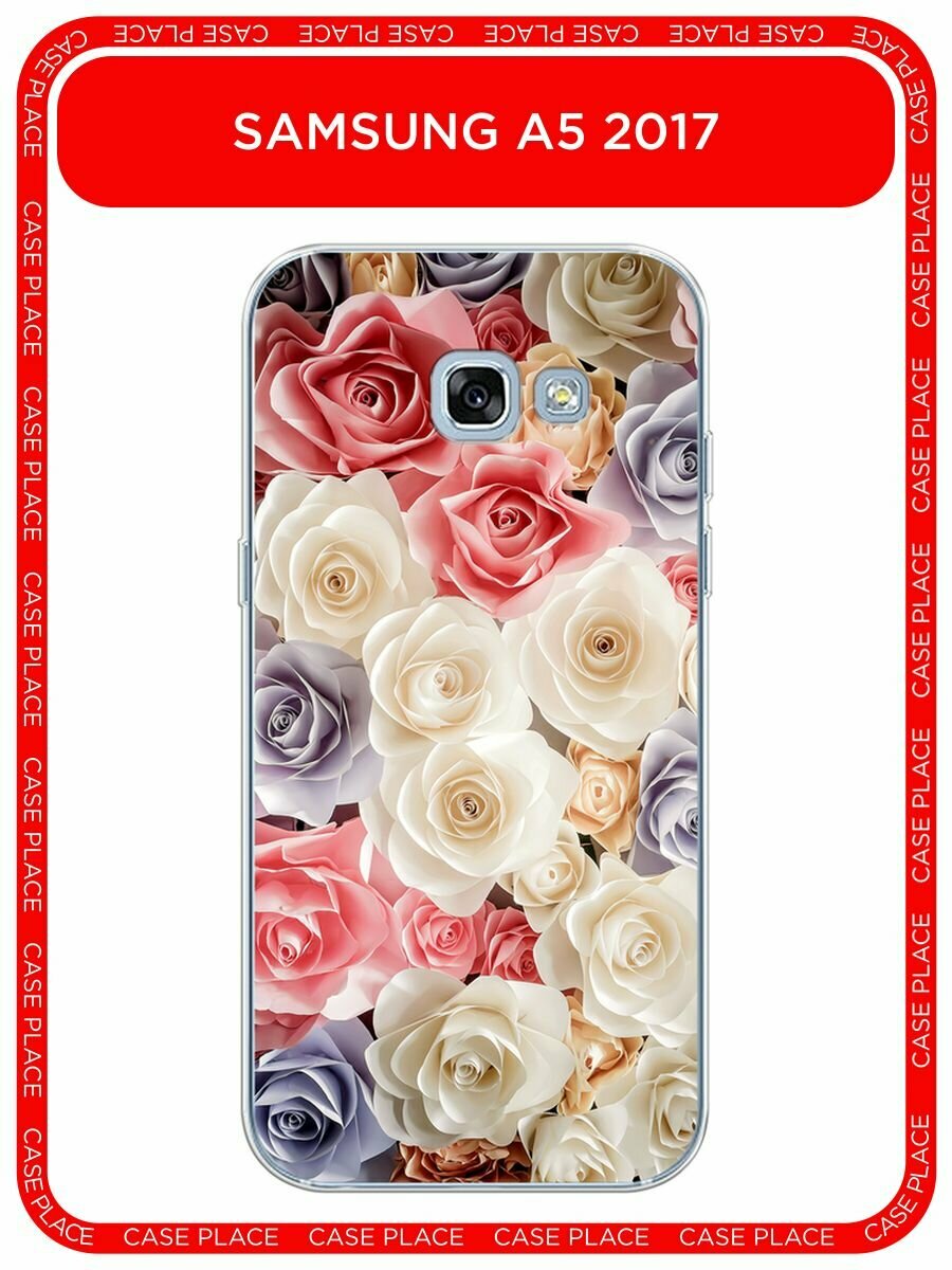 Чехол на Samsung Galaxy A5 2017 / Самсунг Галакси А5 2017 с принтом "Пастельные розы"