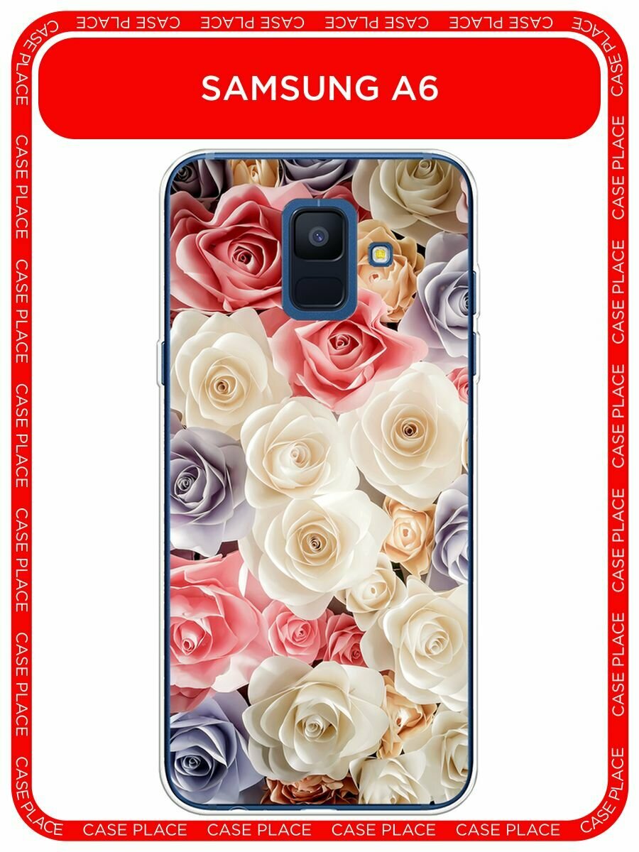Чехол на Samsung Galaxy A6 / Самсунг Галакси А6 с принтом "Пастельные розы"
