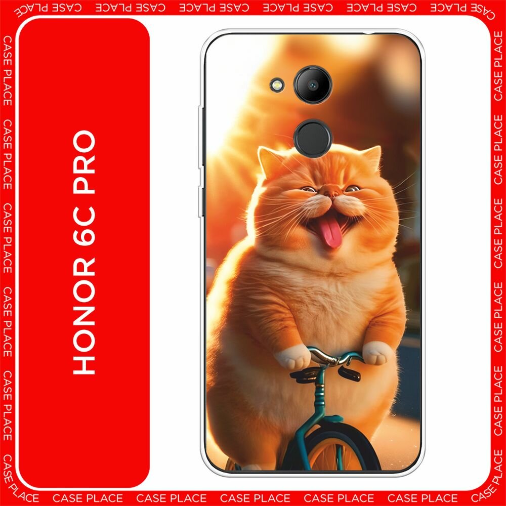 Чехол на Honor 6C Pro / Хонор 6С Про с принтом "Кот на велике"