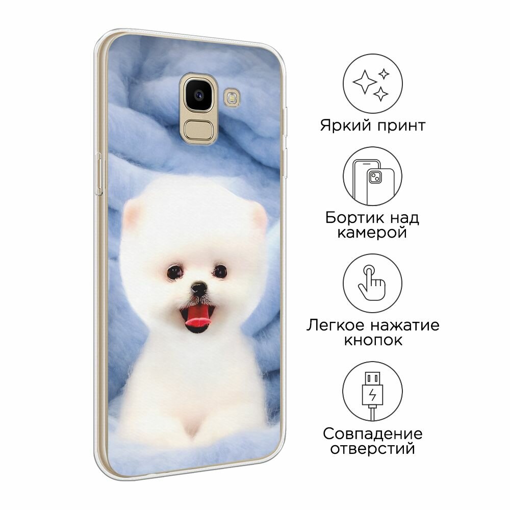 Чехол на Samsung Galaxy J6 2018 / Самсунг Галакси Джей 6 2018 с принтом Белый пёсик — фото 1