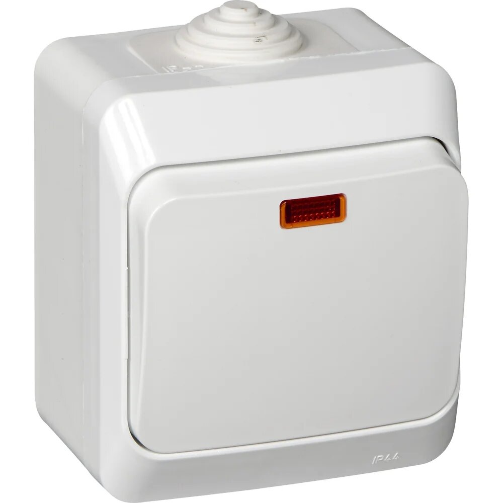 Systeme Electric ( Schneider Electric) Lexel Этюд Белый Выключатель 1-клавишный с подсветкой IP44, наружный BA10-045B