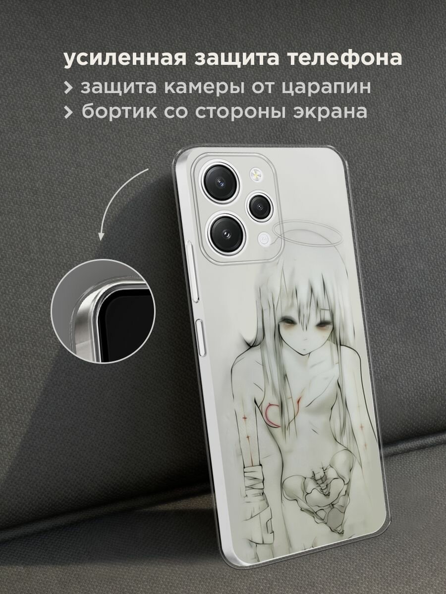 Чехол на Xiaomi Redmi 12 / Сяоми Редми 12 с принтом "Аниме рисунок чёрно-белый" — фото 1
