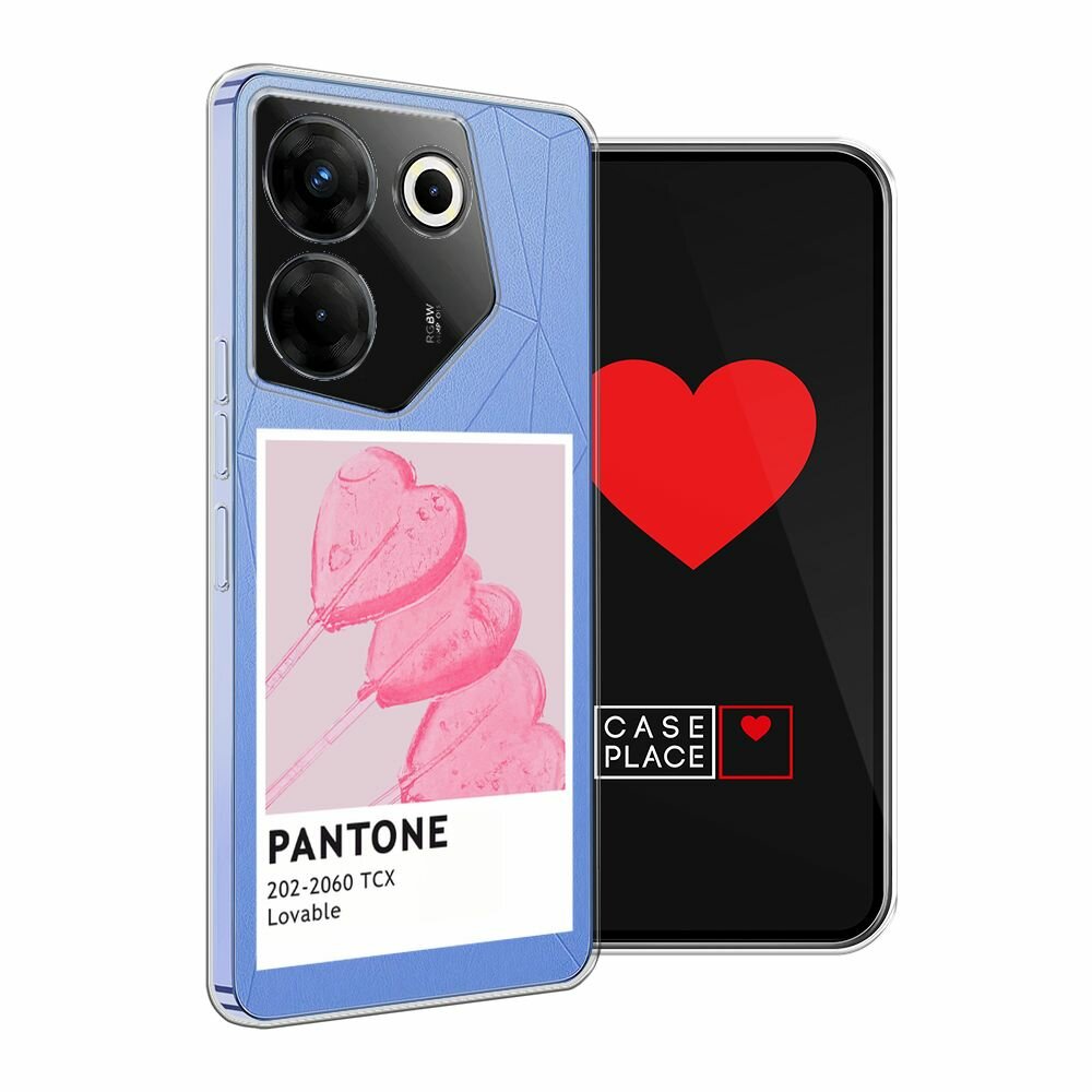 Чехол на Tecno Camon 20 Pro 5G / Текно Камон 20 Про 5G с принтом "Pantone Lovable 2 - 14 февраля", прозрачный — фото 1