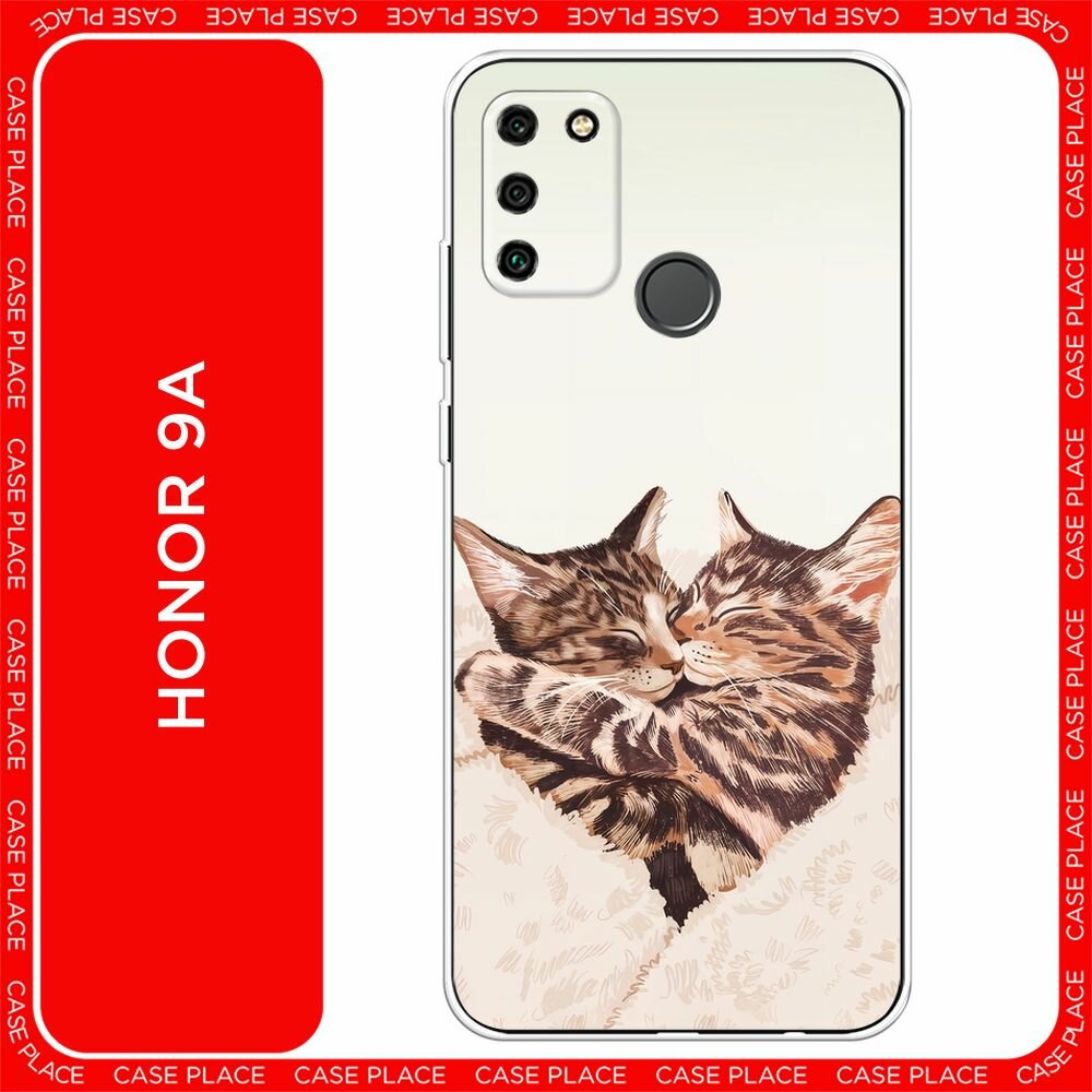 Чехол на Honor 9A / Хонор 9А с принтом "Влюбленные котейки - 14 февраля"