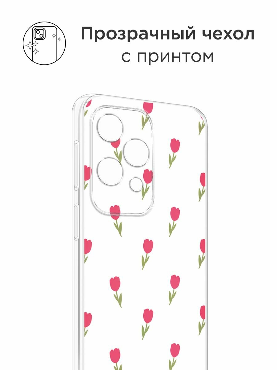 Чехол на Xiaomi Redmi 12 5G / Сяоми Редми 12 5G с принтом Паттерн из тюльпанов 1 — фото 1
