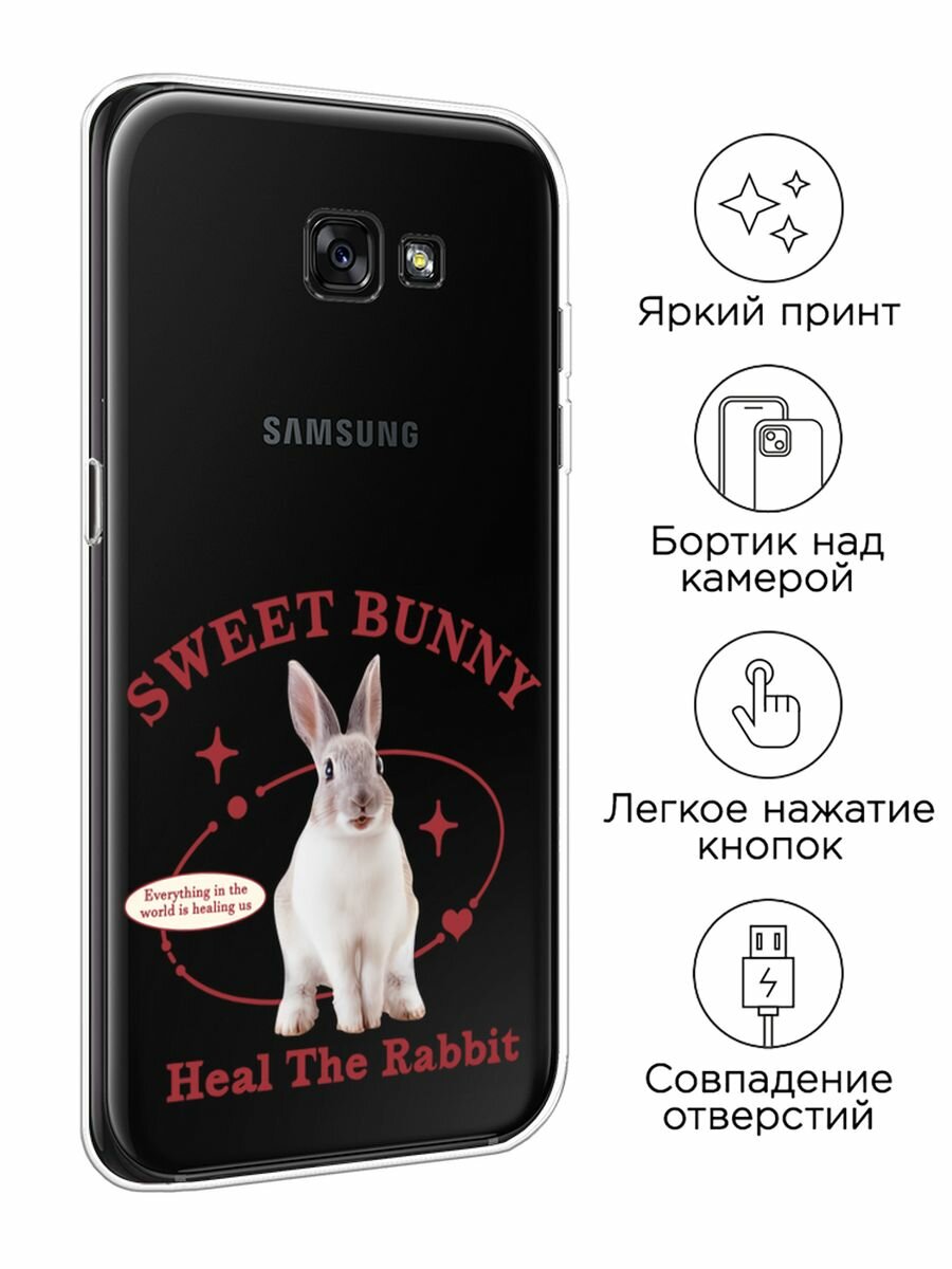 Чехол на Samsung Galaxy A7 2017 / Самсунг Галакси А7 2017 с принтом "Heal the rabbit", прозрачный — фото 1