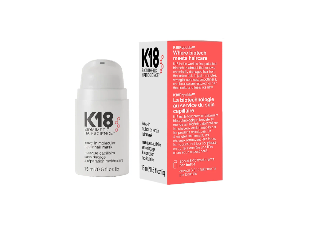 Маска для волос K18 Leave-In Molecular Repair Hair Mask, для всех типов, без аммиака, 15 мл