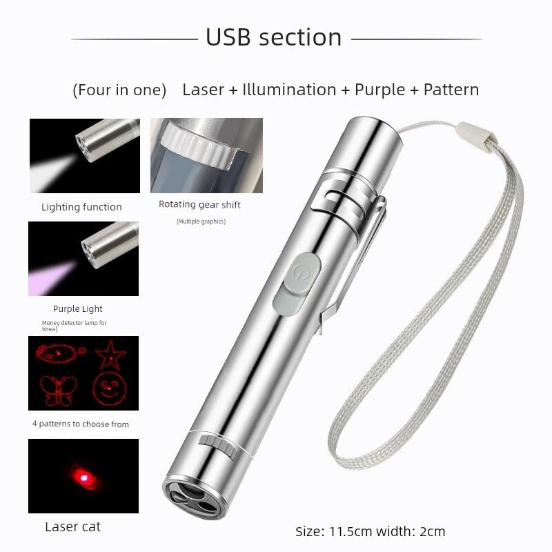 Цифровой лазерный указатель-игрушка для кошек, инфракрасный фонарик, лазерный свет, перезаряжаемый, многофункциональный