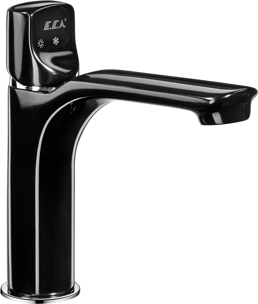 Смеситель для раковины E.C.A. Myra 104508986EX черный, глянцевый, кран для ванной в раковину, из латуни, рычажный, с керамическим картриджем